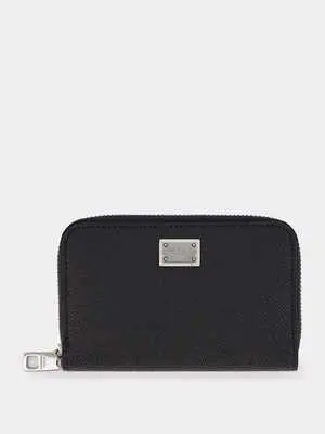 Dolce & Gabbana Small Calfskin Zip-around Logo Tag Wallet - Black