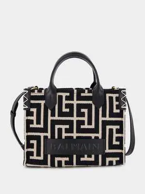 Balmain B-army Monogrammed Jacquard Tote Bag - Black