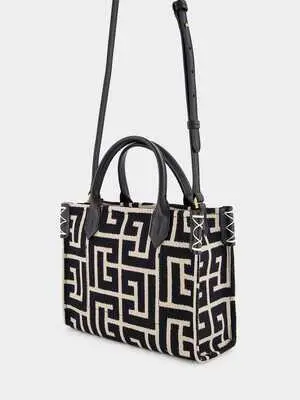 Balmain B-army Monogrammed Jacquard Tote Bag