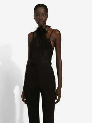 Dolce & Gabbana Chiffon Halterneck Top With Flower Detail