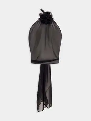 Dolce & Gabbana Chiffon Halterneck Top With Flower Detail