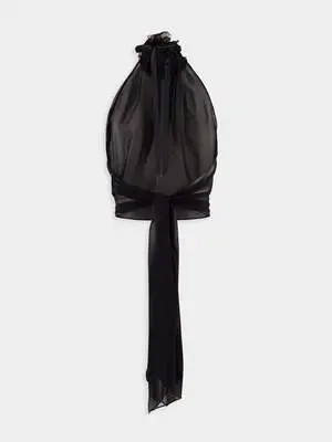 Dolce & Gabbana Chiffon Halterneck Top With Flower Detail