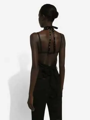 Dolce & Gabbana Chiffon Halterneck Top With Flower Detail