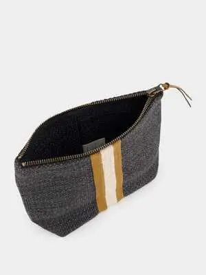 Libeco Striped Linen-wool Pouch - Black