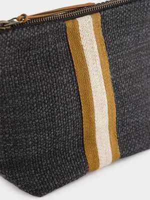 Libeco Striped Linen-wool Pouch - Black
