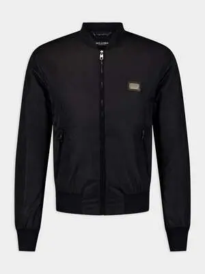 Dolce & Gabbana Logo Plaque Bomber Jacket - Black
