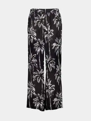 Balmain Palm Print Satin Pyjama Trousers - Black
