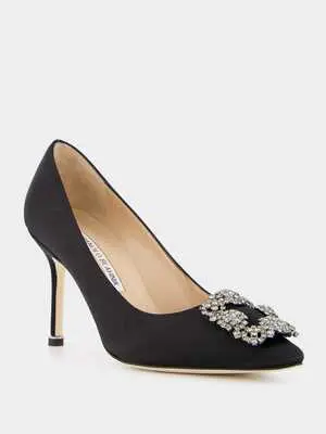 Manolo Blahnik Hangisi 90mm Jewel Buckle Pumps - Black