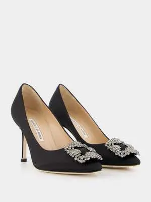 Manolo Blahnik Hangisi 90mm Jewel Buckle Pumps - Black