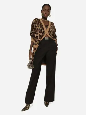 Dolce & Gabbana Leopard Design Wool And Cashmere Cardigan - Brown