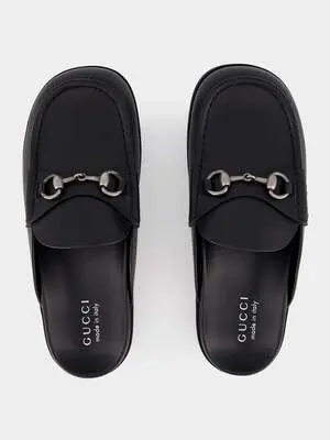 Gucci Flat Sierra Calfskin Mules - Black