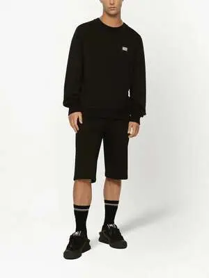 Dolce & Gabbana Dg Essentials Logo-plaque Jersey Shorts - Black