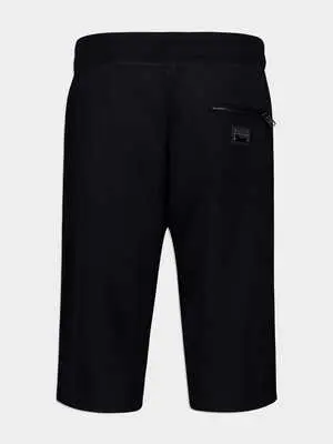 Dolce & Gabbana Dg Essentials Logo-plaque Jersey Shorts - Black