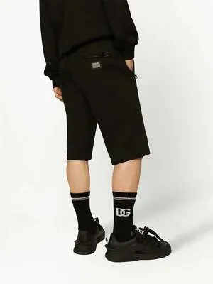 Dolce & Gabbana Dg Essentials Logo-plaque Jersey Shorts - Black