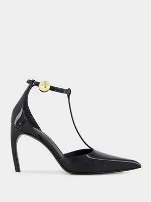 FERRAGAMO Patent Leather T-strap Pumps - Black
