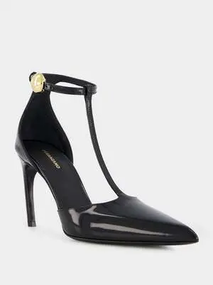 FERRAGAMO Patent Leather T-strap Pumps