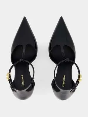 FERRAGAMO Patent Leather T-strap Pumps