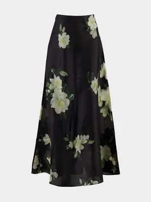 Zimmermann Magnolia Harmony Flared Midi Skirt - Black