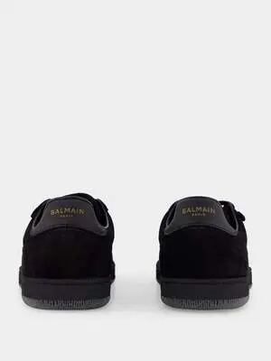 Balmain Suede And Patent Leather Sneakers - Black