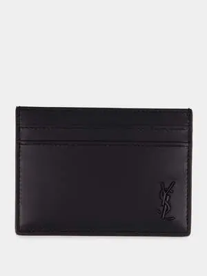 Saint Laurent Matte Leather Card Case - Black