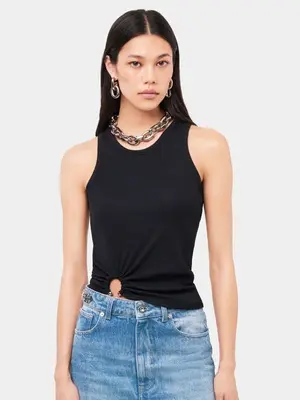 Rabanne Tank Top With Piercing Detail - Black