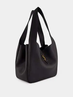 Saint Laurent Le 5 À 7 Bea Grained Leather Tote - Black