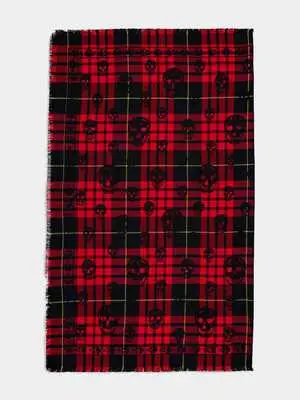 Alexander McQueen Tartan Skull Scarf - Black