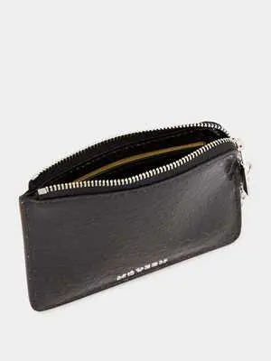 Alexander McQueen Crackled Leather Zip Coin Pouch With Chain - Black