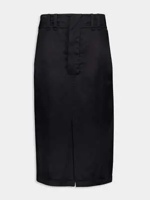 Saint Laurent Silk Crepe De Chine Midi Skirt - Black