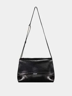 Alexander McQueen Cracked Leather Slouch Bag - Black