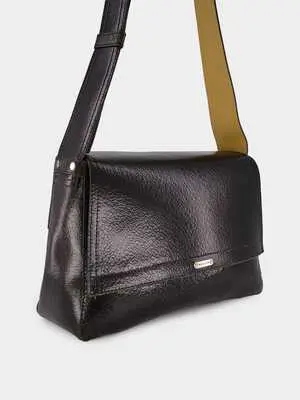 Alexander McQueen Cracked Leather Slouch Bag - Black
