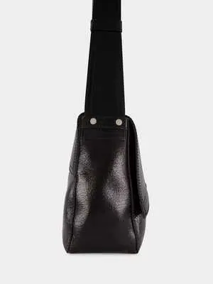 Alexander McQueen Cracked Leather Slouch Bag - Black