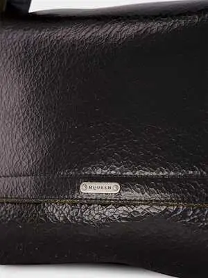 Alexander McQueen Cracked Leather Slouch Bag - Black