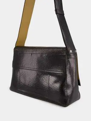 Alexander McQueen Cracked Leather Slouch Bag - Black