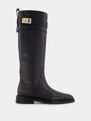FERRAGAMO Calf-length Leather Boots - Black