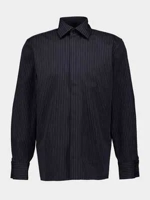 Saint Laurent Cassandre Striped Shirt - Black