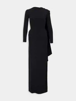 Balenciaga Cape Gown In Stretch Crepe - Black