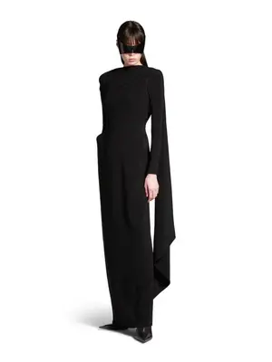 Balenciaga Cape Gown In Stretch Crepe