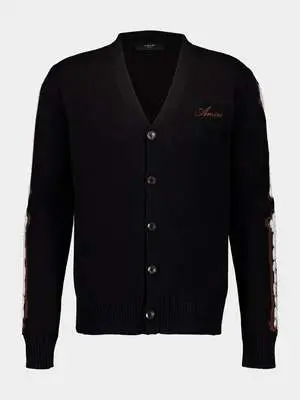 Amiri Leopard Bones Cardigan - Black