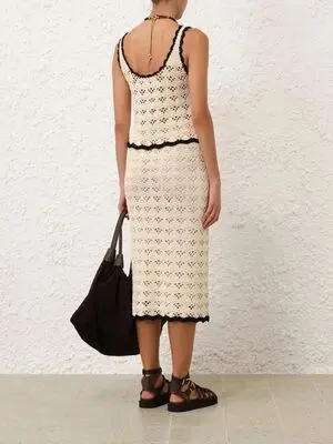 Zimmermann Rhiannon Crochet Midi Skirt - Cream