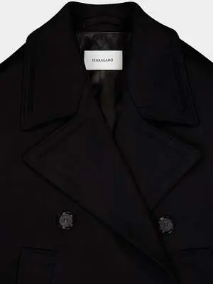 FERRAGAMO Wool And Cashmere Pea Coat - Black