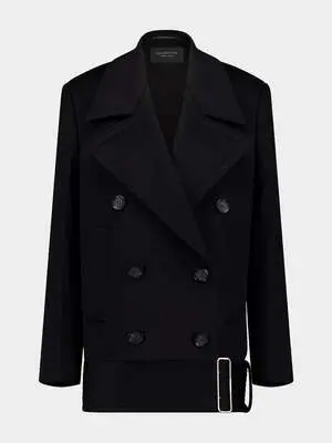 FERRAGAMO Wool And Cashmere Pea Coat - Black