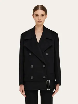 FERRAGAMO Wool And Cashmere Pea Coat - Black
