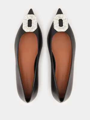 Amina Muaddi Nappa Camelia Flat With Buckle