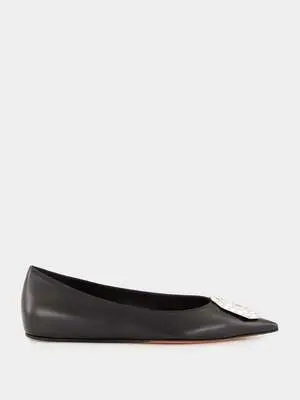 Amina Muaddi Nappa Camelia Flat With Buckle