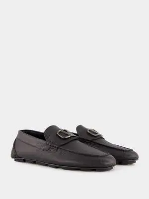 Valentino Garavani Leather Logo Detail Loafers - Grey
