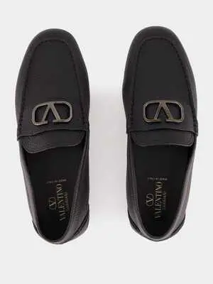 Valentino Garavani Leather Logo Detail Loafers - Grey