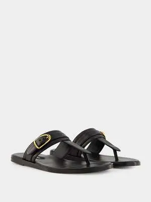 TOM FORD Brighton Buckle Leather Sandals - Black
