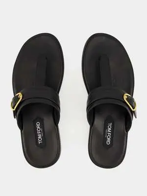 TOM FORD Brighton Buckle Leather Sandals