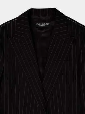 Dolce & Gabbana Single-breasted Pinstripe Wool Jacket - Black